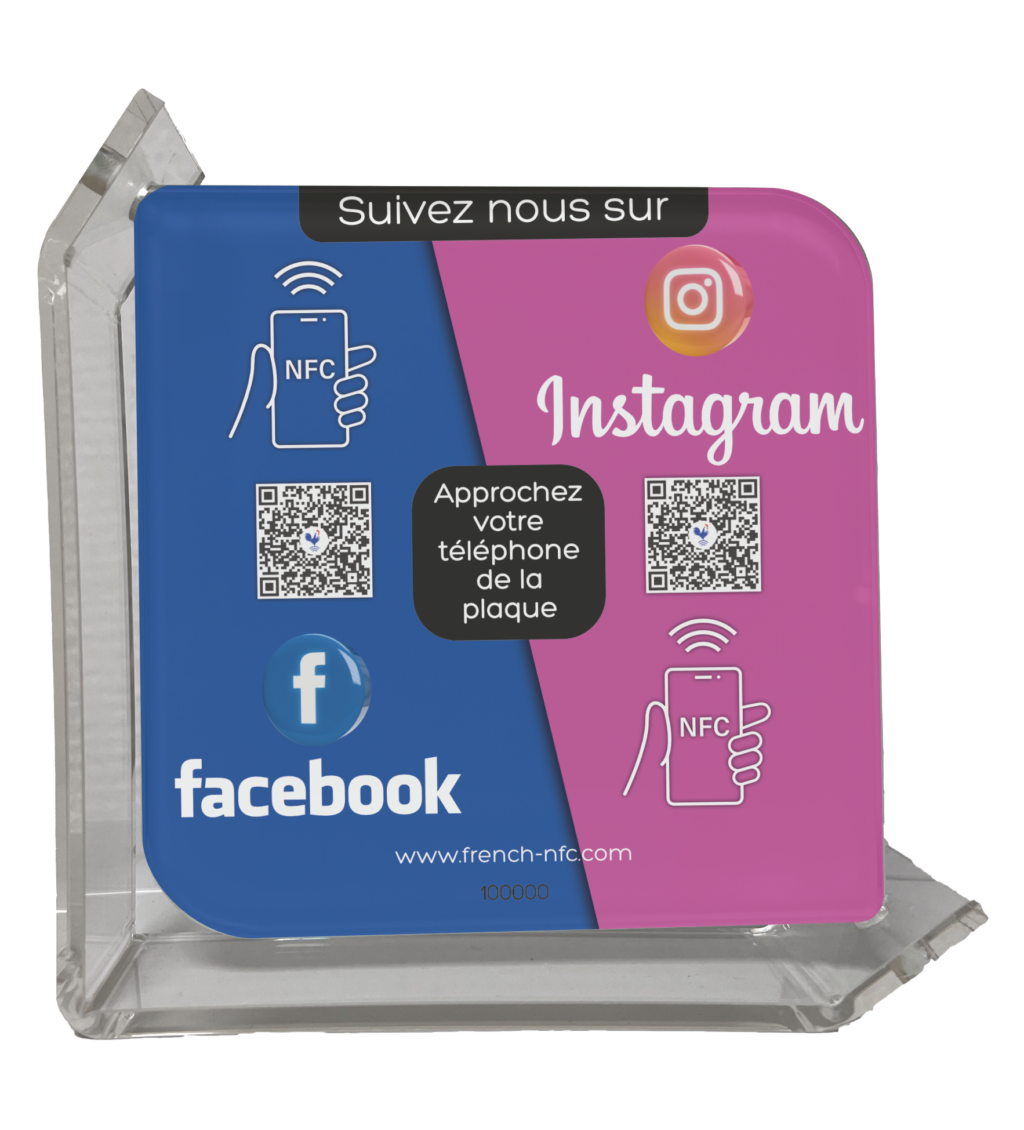 Plaque Verre Réseaux Connectée NFC – Duo – FRENCH NFC – Vos Produits Connectés