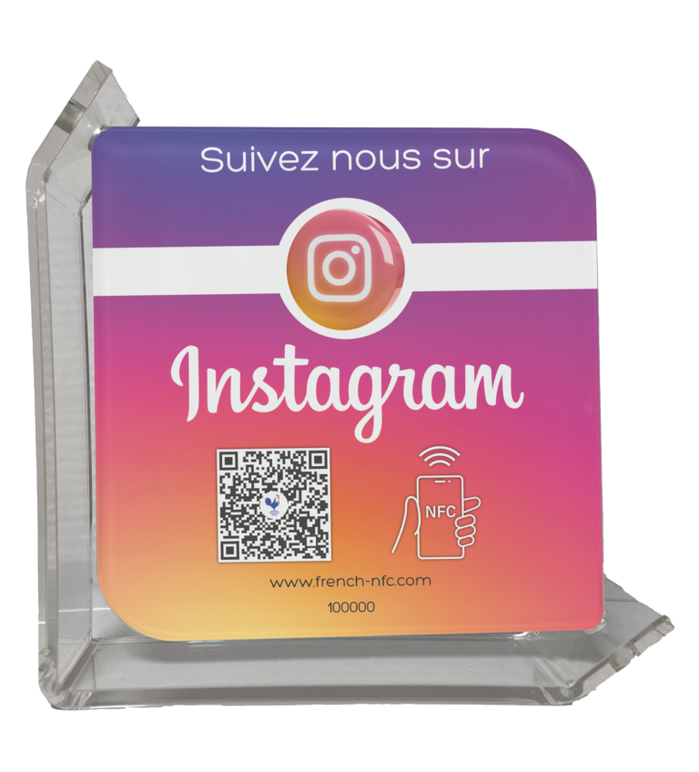 Plaque Verre Réseaux Connectée NFC – Instagram – FRENCH NFC – Vos Produits Connectés