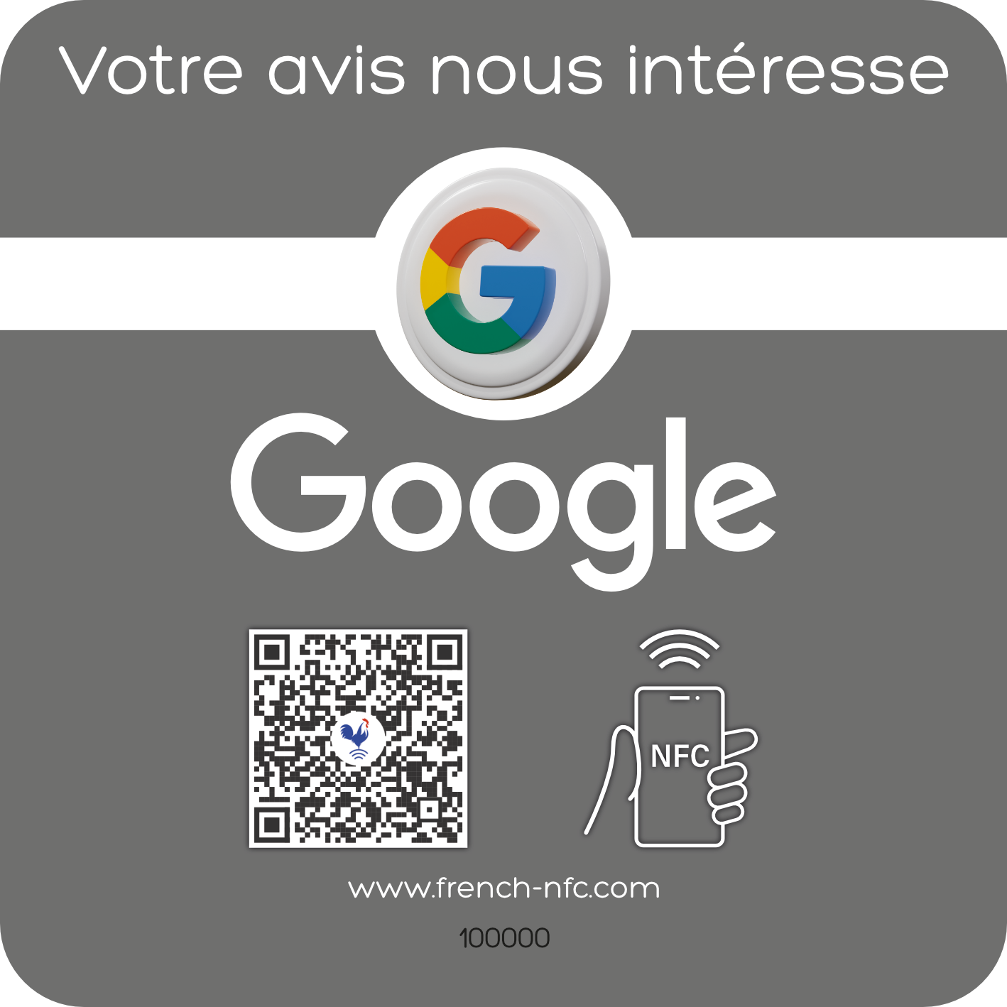 Plaque Plexiglass Réseaux Connectée NFC – Avis Google – FRENCH NFC – Vos Produits Connectés
